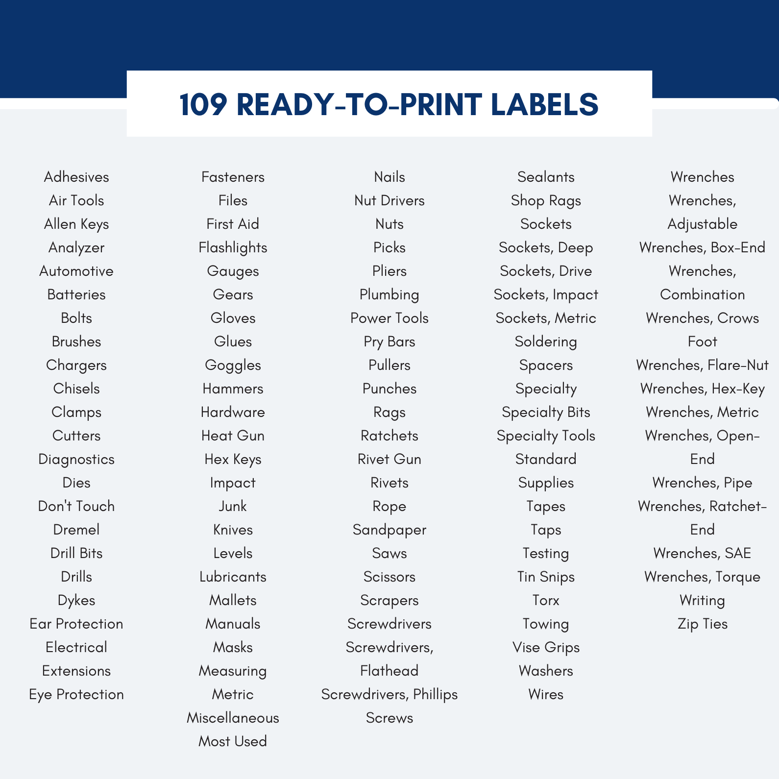 Garage Toolbox Labels | Printable – The Organization Toolbox