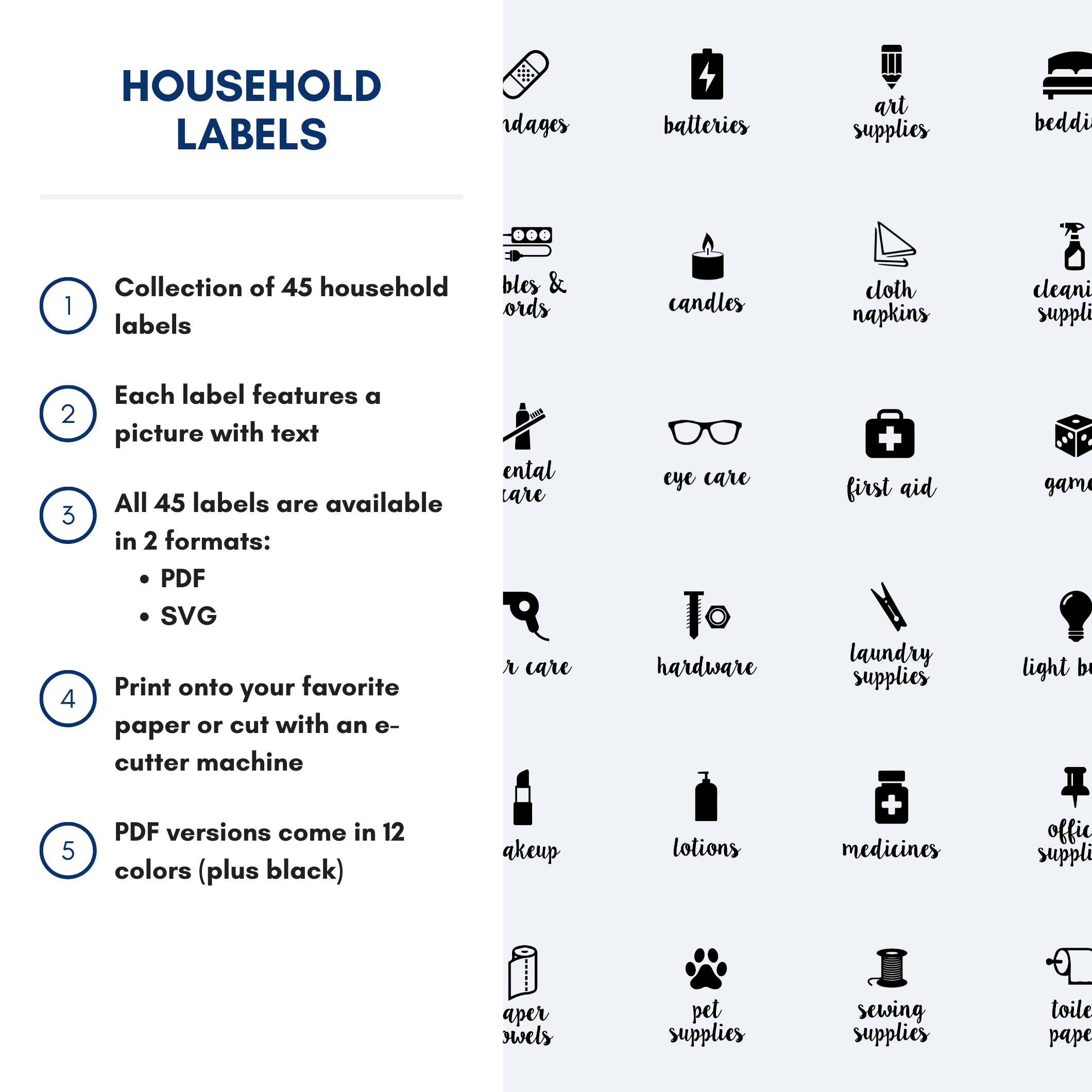 Household Labels | Printable & SVG – The Organization Toolbox