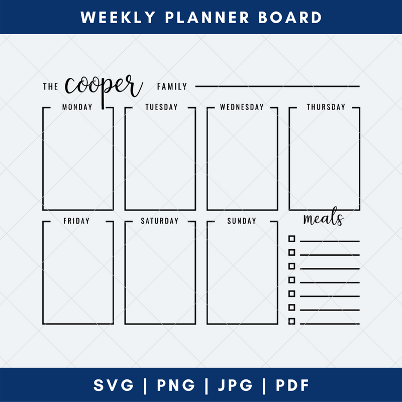 Weekly Planner Board | Printable & SVG – The Organization Toolbox