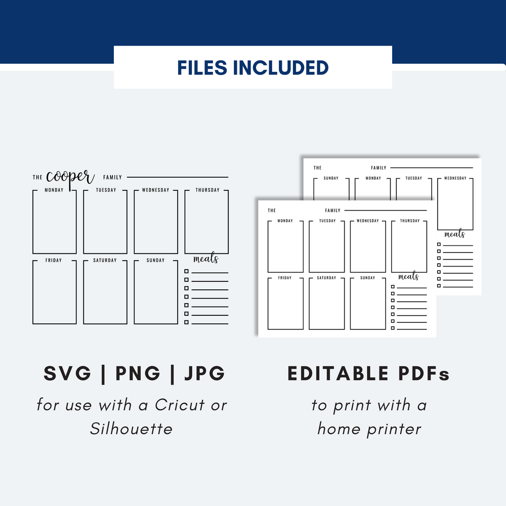 Weekly Planner Board | Printable & SVG – The Organization Toolbox