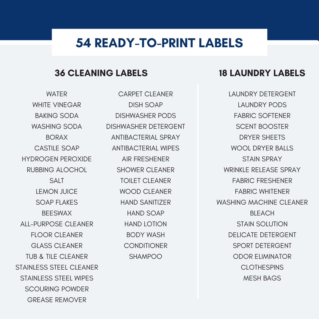Cleaning Labels | Printable – The Organization Toolbox