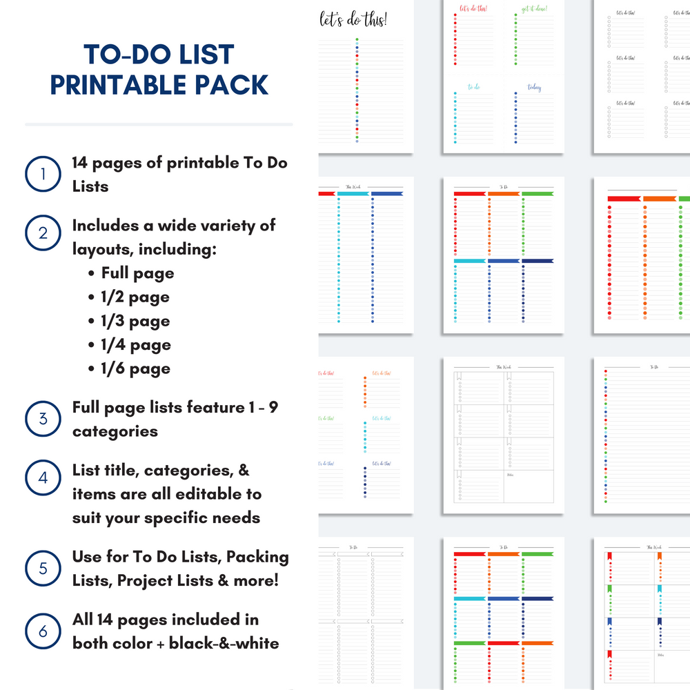 Ultimate To Do Lists Printable Pack – The Organization Toolbox
