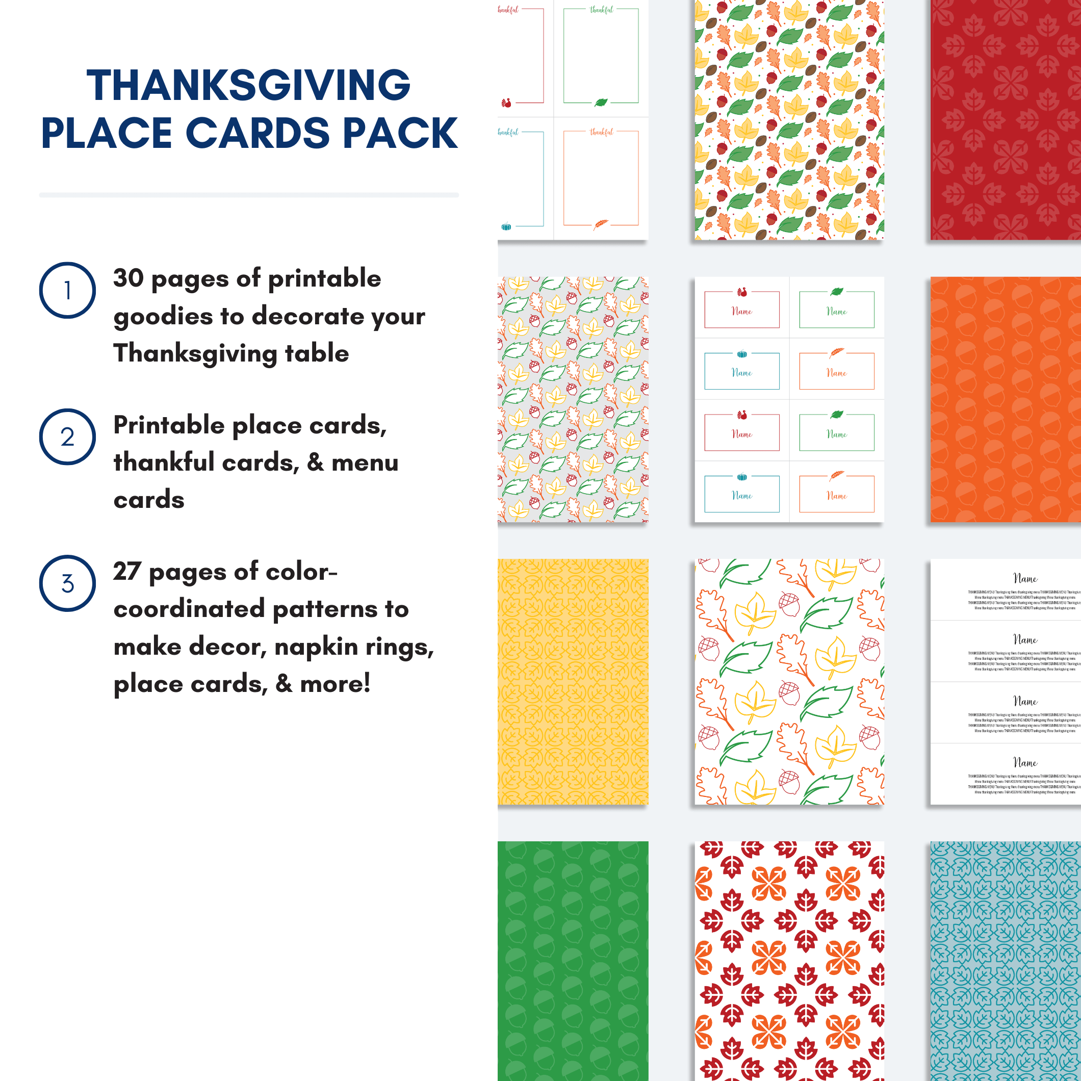 THANKSGIVING Printable Pack – The Organization Toolbox