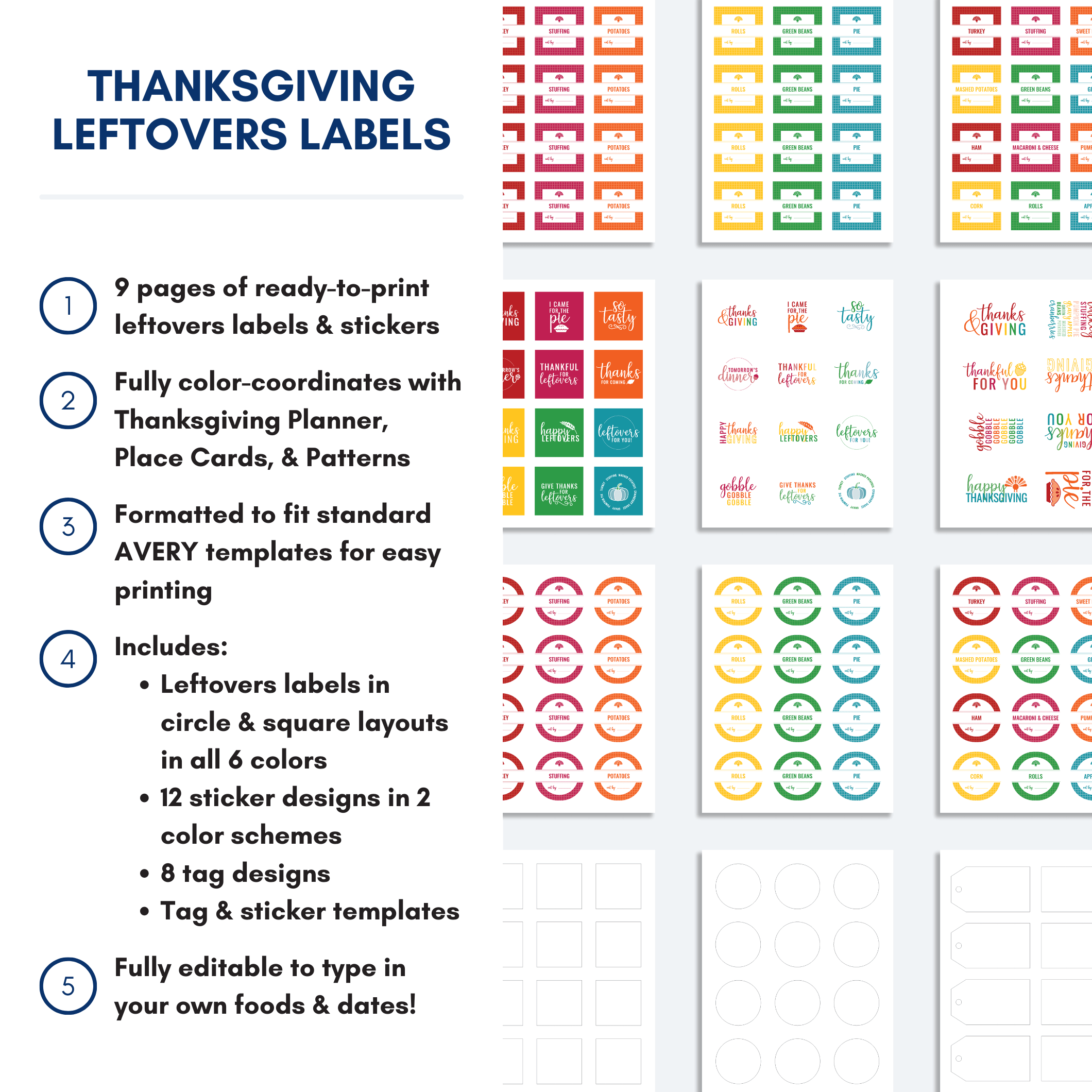 THANKSGIVING Printable Pack – The Organization Toolbox